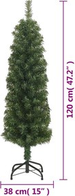 Úzký umělý vánoční stromek se stojanem zelený 120 cm PVC 328480