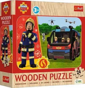 Trefl - Puzzle - Dřevěné puzzle Požárník Sam / 24 dílků / 28 x 19.5 cm