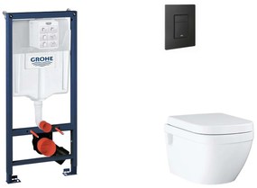 Grohe Rapid SL - Set předstěnové instalace, klozetu, sedátka SoftClose a tlačítka Even, phantom black SANI11BB5119