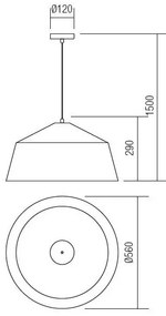 Redo 01-1102 - Lustr na lanku AYLA 1xE27/42W/230V pr. 56 cm zlatá