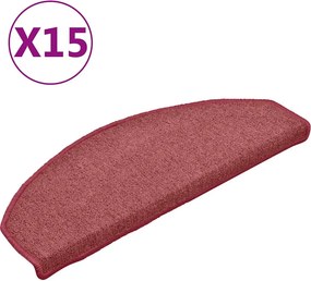 Schodové rohože 15 ks 65 x 24 x 4 cm bordó půlkulaté velké 322373