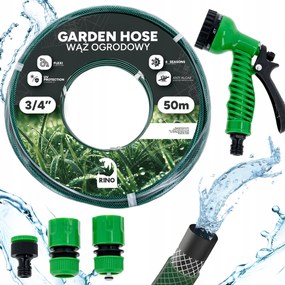 Zahradní Hadice 3/4" Rino Garden Na Vodu 50 M 23 Barů, Sada Pistolí