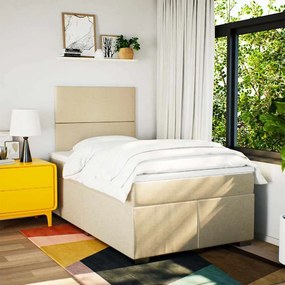 Box spring postel s matrací krémová 120x190 cm textil 3290425