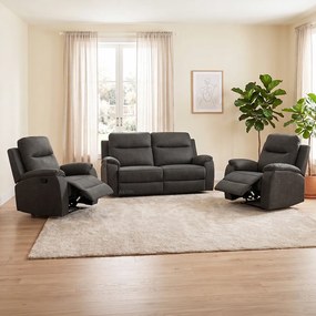 Sedací sestava MALAGA 2,5+1+1 s FUNKCÍ RELAX | tmavě šedá