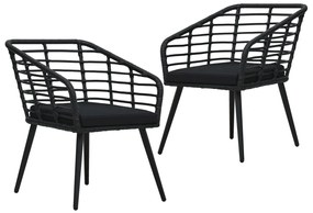 Zahradní židle s poduškami 2 ks polyratan černé,  48578