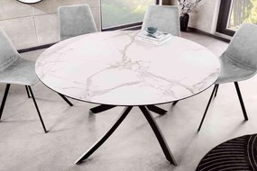 invicta interior Kulatý jídelní stůl Alpine 120cm bílý mramor keramika 44230