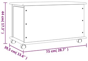 Úložný truhla na kolečkách ALTA bílá 73x39,5x44 cm borové dřevo - Default Title