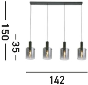 Searchlight 88910-4MO Závěsný lustr SWEDEN jantarové sklo
