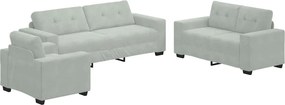 Set pohovek 3 ks Světle šedá samet 3324639