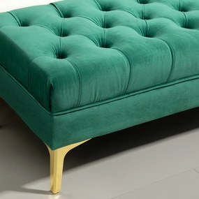 HOMCOM Klasická Chic Léčba Podnožka S Hlavou s Koupelí se Zlatý Skleněné Nohy - Zelený Velvet - 118D x 45Š x 42V cm