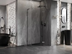 Mexen Lunar, L pravý výklopný pětiúhelníkový sprchový kout 90x90 cm, 8mm čiré sklo, profil grafit broušený, 831L-090P-090L-66-00-P