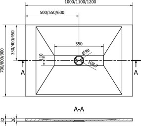 Mexen Toro, SMC obdélníková sprchová vanička 120 x 90 cm, černá matná, 43709012