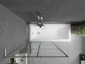 Mexen Next L, 1-křídlová vanová zástěna 90 x 150 cm, 6mm čiré sklo-černý vzor, ​​6mm čiré sklo, profil broušená ocel, 895-090-000-03-77-97
