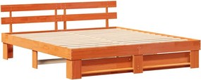 Rám postele s čelo Hnědá 200 x 200 cm Masivní borové dřevo 3385672