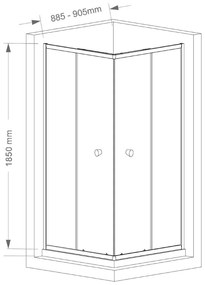 Aqualine AGGA čtvercová sprchová zástěna 900x900mm, čiré sklo HLF909Y