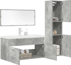 4dílný set koupelnového nábytku betonově šedý kompozitní dřevo 3324900