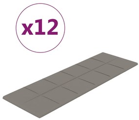 vidaXL Nástěnné panely 12 ks světle šedé 90 x 30 cm samet 3,24 m²