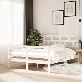 Rám postele bílý masivní borovice 140 x 200 cm,  3101284