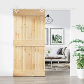 Posuvné dveře s kováním 100 x 210 cm masivní borové dřevo,  3203184