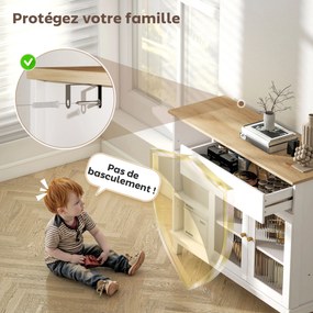 HOMCOM Oblý Skleněný 2-Dveřový Výdejník Moderní Skříňka do Obývacího Pokoje s Úložným Prostorem, Otevřenými Příčkami a Nastavitelnými Policemi pro Vs…