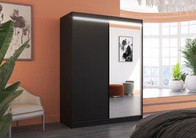 Posuvná skříň se zrcadlem JORDI 150 Hlavní barva: Black, Úchytky: V podobě hliníkové lamely Podél dveří