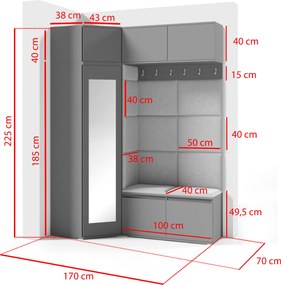 Eka Předsíňová stěna s čalouněnými panely Trinity 38 - Bílá / Béžová 2304