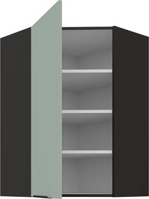 ARIA sc | horní kuchyňská skříňka 60x60 GN-90 1F (45°) rohová s policemi | 60x60 cm | VYSOKÁ | černá/aquamarine