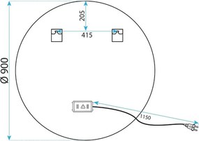 Rea Rea, nástěnné koupelnové LED zrcadlo, 50cm, černý rám, HOM-05511