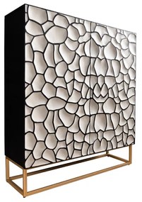 Massive home | Vysoká komoda Vulcano 120cm Mosaik bílá / černá