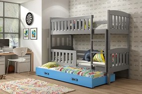 BMS Group Dětská patrová postel s přistýlkou KUBUS grafit Velikost postele: 190x80 cm, Barva šuplíku: Modrá