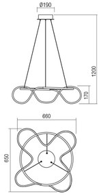 Redo 01-2110 závěsné LED stmívatelné svítidlo Corral matně zlaté, 32W, 3000K, ø65cm