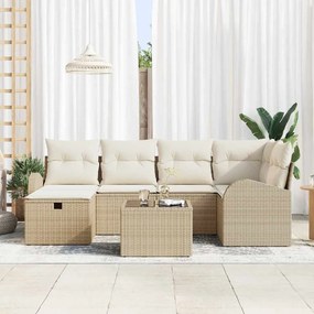 Set pohovek 7 ks Béžová a krémová polyratan 3359090