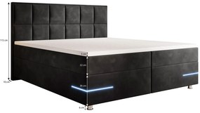 K&M postele Boxspring postel MILANO bez úložného prostoru s LED Velikost postele: 140 × 200 cm, Výběr matrace: Oboustranná pružinová matrace - středn…