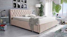 Eka Čalouněná postel LUXURIOUS 90x200 cm Barva látky Trinity: Světle béžová (Trinity 2303), Úložný prostor: Bez úložného prostoru