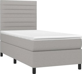 Box spring postel s matrací světle šedá 80 x 200 cm textil 3141809
