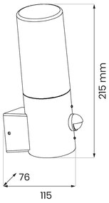 Exteriérové ​​nástěnné svítidlo Harlem, 1x plastové/černé kovové stínítko, pohybový senzor