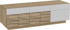 XXXLutz KOMODA POD TELEVIZI, divoký dub, bílá, divoký dub, 192/58/55,2 cm Voglauer - Komody z masivu - 000142000903