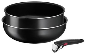 Tefal - Sada pánví 3 ks INGENIO EASY COOK & CLEAN BLACK