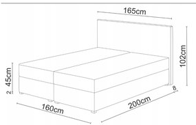 Manželská postel Boxspring 160 cm Lilac Comfort (vzor + bílá) (s matrací a úložným prostorem). 1056083