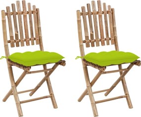 vidaXL Skládací zahradní židle s poduškami 2 ks bambus [3064002] Barva: Zelená