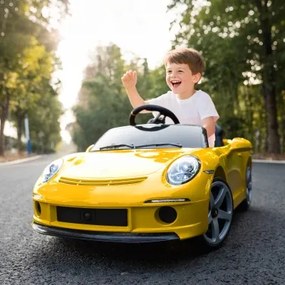 AIYAPLAY Elektrické sedátkové auto pro děti, ovladatelné na dálku, hudba, klakson, USB, bezpečnostní pás, pro 3-5 let, žluté
