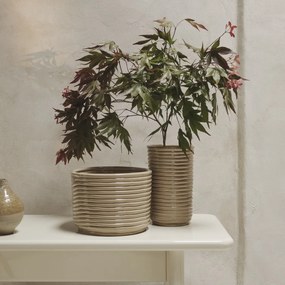 Ferm Living Obal na květináč Corduroy Cashmere, béžová barva, keramika
