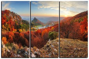 Obraz na plátně - Podzimní krajina při západu slunce, Slovensko, Vrsatec 1260B (105x70 cm)