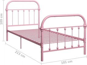 Rám postele růžový kov 90 x 200 cm 284510