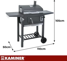 Zahradní gril s litinovým roštem, krytem - na dřevěné uhlí