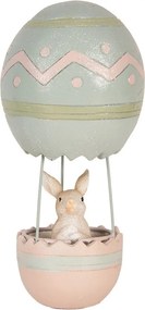 Růžovo-modrá dekorace králík v balónu - Ø 12*25 cm