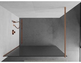 Mexen Kioto, sprchová zástěna Walk-In 90 x 200 cm, 8mm sklo s žebrovým vzorem, měděný matný profil, 800-090-101-65-09
