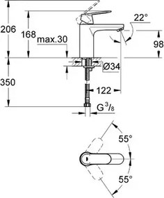 Grohe Eurosmart Cosmopolitan - Umyvadlová baterie chrom