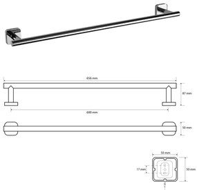 Sapho Sapho, INSIA držák ručníků 600 mm, chrom