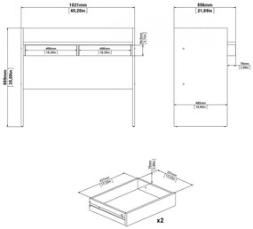 Odkládací stolek Felix, hikora jackson / bílá
